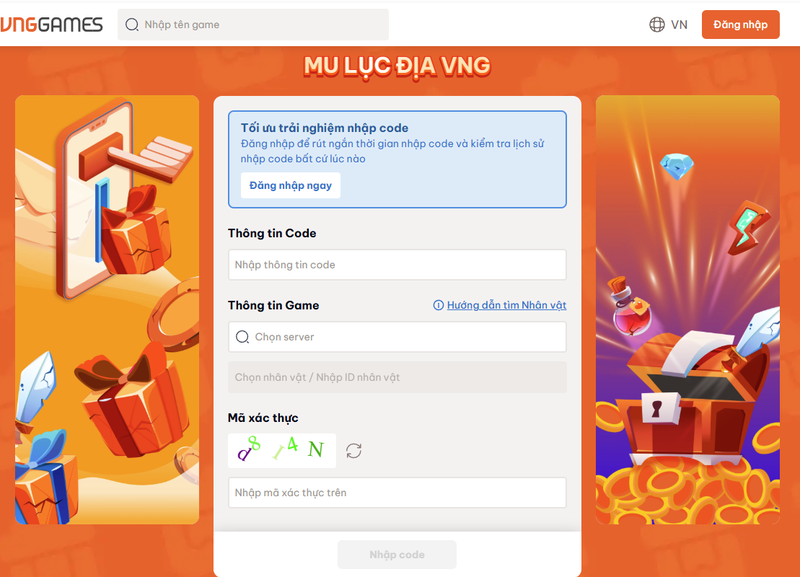 Code MU Lục Địa VNG mới nhất 12/2025 nhận quà siêu hấp dẫn