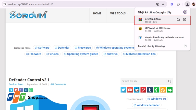 Defender Control: Phần mềm quản lý Windows Defender hiệu quả