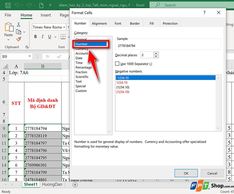 Cách định dạng số trong Excel giúp trình bày bảng tính khoa học