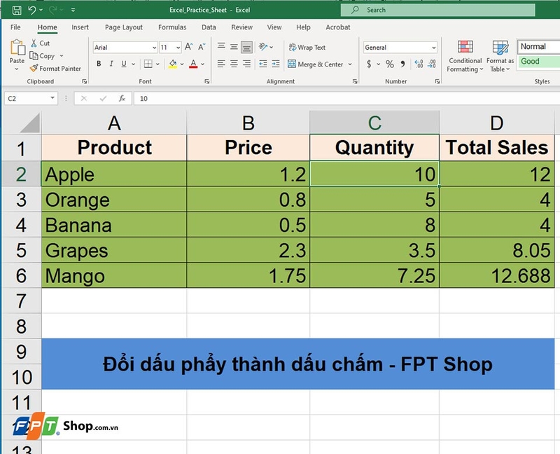 Hướng dẫn đổi dấu phẩy thành dấu chấm trong Excel nhanh chóng