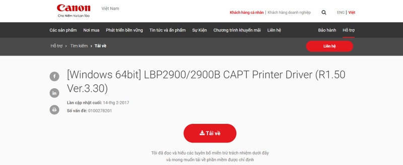 Hướng dẫn bạn cách để tải driver Canon 2900 Win 10 64bit