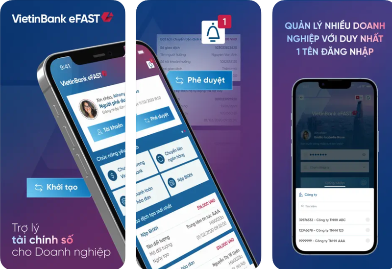 Ứng dụng eFAST Vietin: Dịch vụ ngân hàng điện tử cho doanh nghiệp