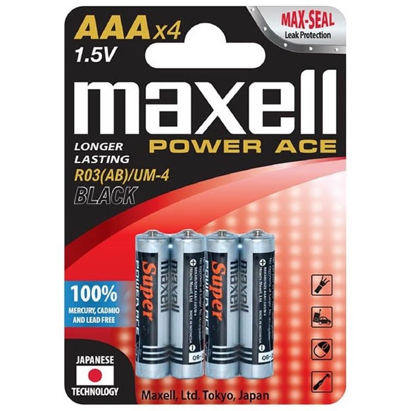 Pin Super Ace AAA vỉ 4 viên MAXELL R03ABUMPRO chính hãng, giá rẻ