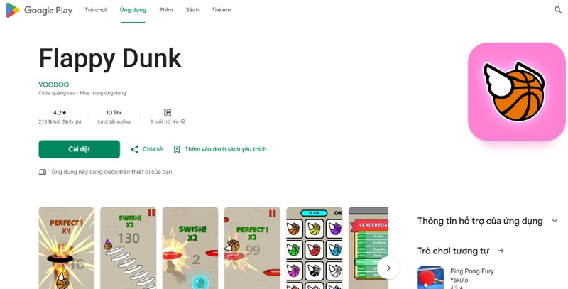 Flappy Dunk: Game bóng rổ vui nhộn, lối chơi đơn giản, đồ họa đẹp mắt, càng chơi càng nghiện