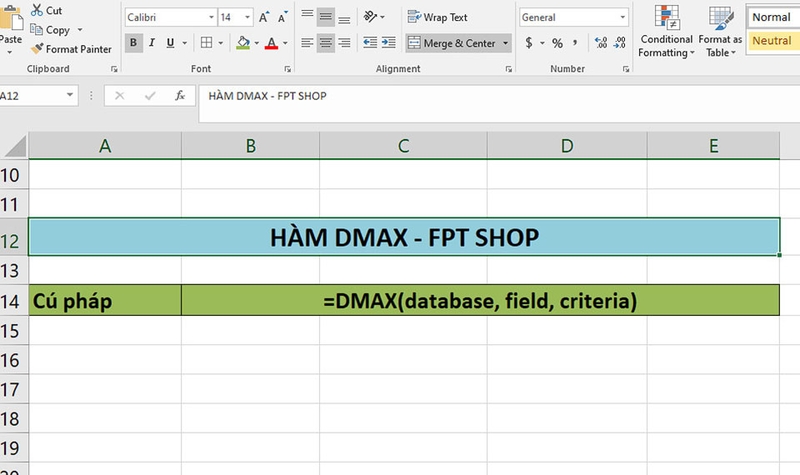 Hàm DMAX trong Excel: Công cụ phân tích dữ liệu và xử lý thông tin mạnh mẽ