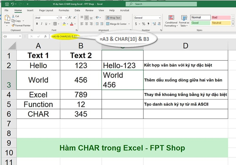 Hàm CHAR là gì? Làm sao để sử dụng hàm này hiệu quả nhất?