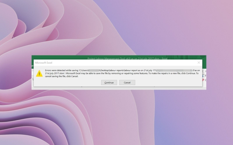 Cách sửa lỗi Errors were detected while saving file trong Excel