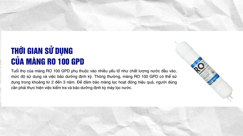 Màng RO 100 GPD là gì? Màng RO 100 GPD hoạt động ra sao?