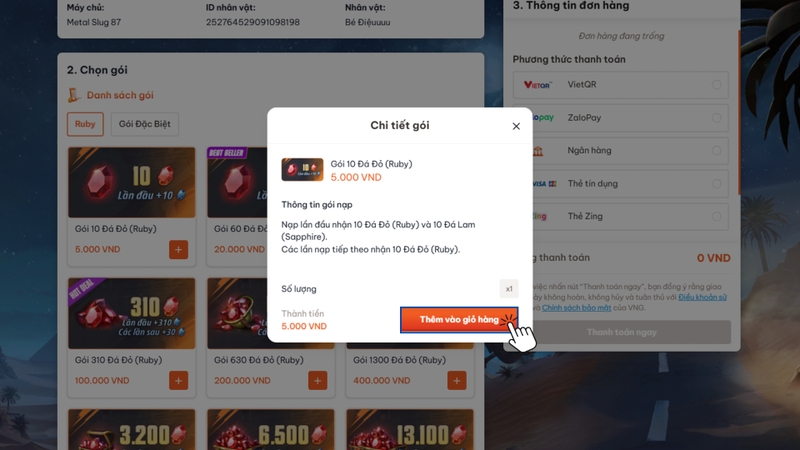 Hướng dẫn cách nạp game Metal Slug: Awakening đơn giản nhất 2025