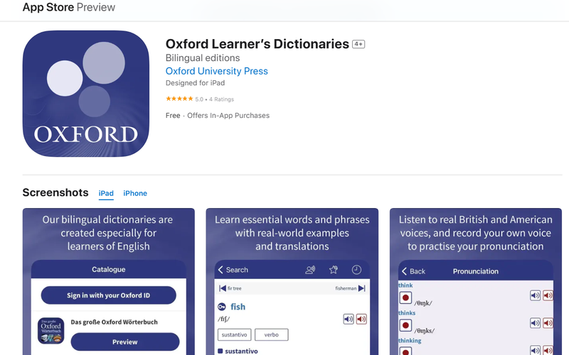 Oxford Learner’s Dictionaries: Ứng dụng tra cứu từ điển trực tuyến
