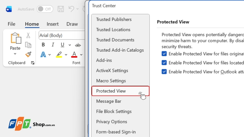 Cách bật, tắt Protected View khi mở file trong Microsoft Office