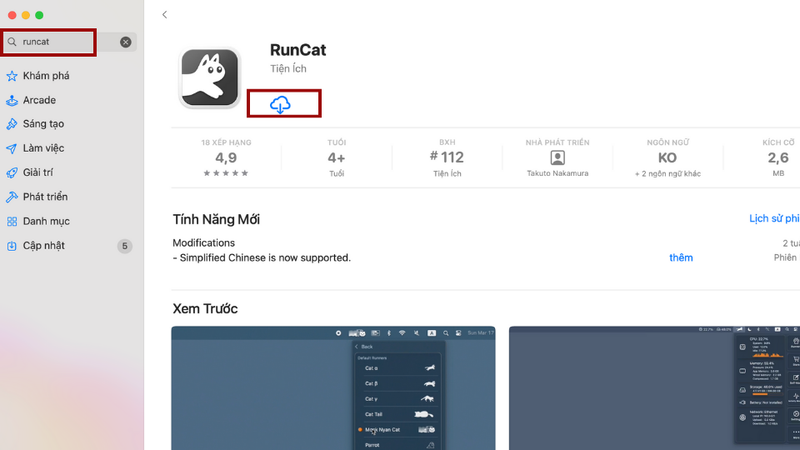 RunCat là gì? Ứng dụng theo dõi CPU trên macOS siêu dễ thương