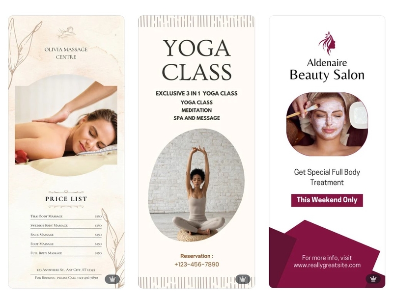 Bộ sưu tập standee spa ấn tượng, đa dạng phù hợp mọi phong cách