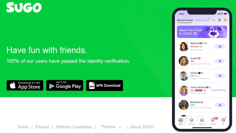Sugo - Ứng dụng trò chuyện voice và video kết nối cực thú vị