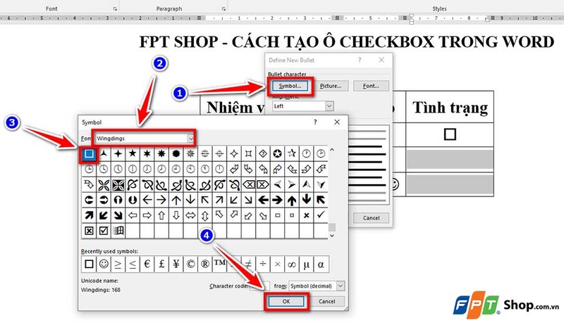 Cách tạo ô checkbox (dấu tick vào ô vuông) trong Word đơn giản mà cực ...