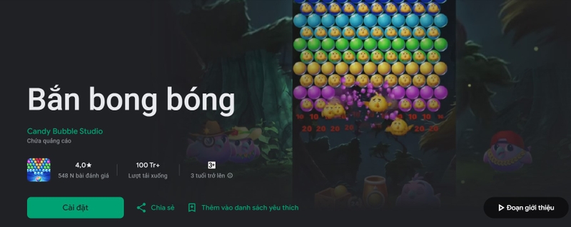 Trò chơi Candy Bubble game bắn bong bóng được yêu thích hiện nay