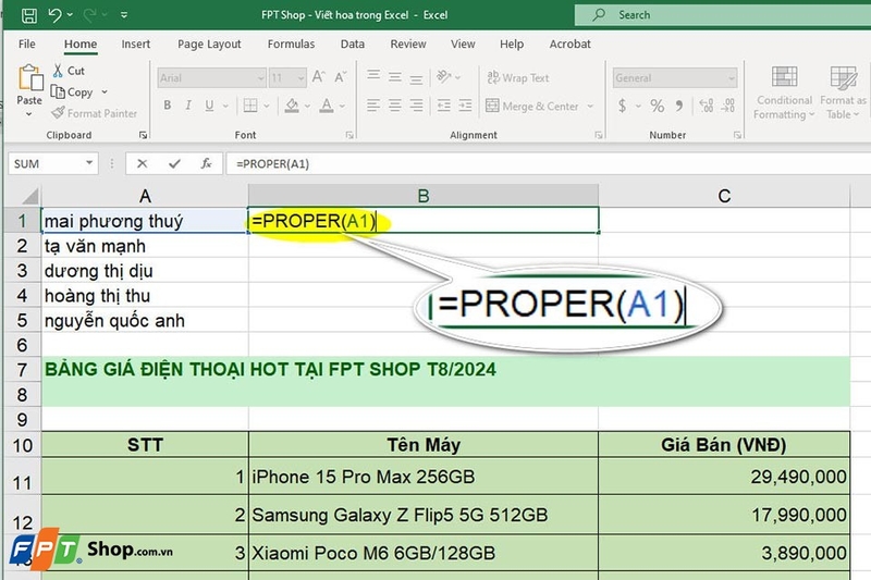 Khám phá 3 cách viết hoa trong Excel hoàn toàn tự động, dễ thực hiện