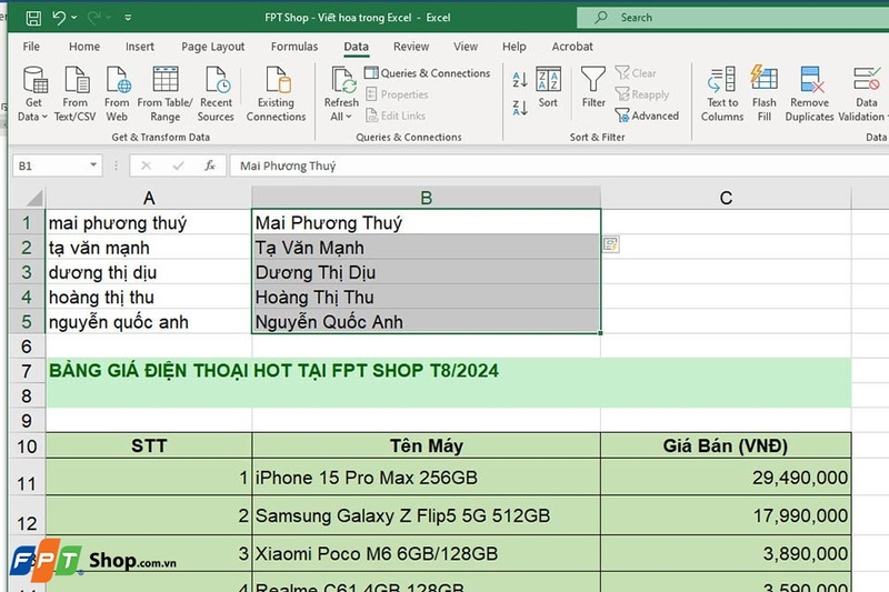 Khám phá 3 cách viết hoa trong Excel hoàn toàn tự động, dễ thực hiện
