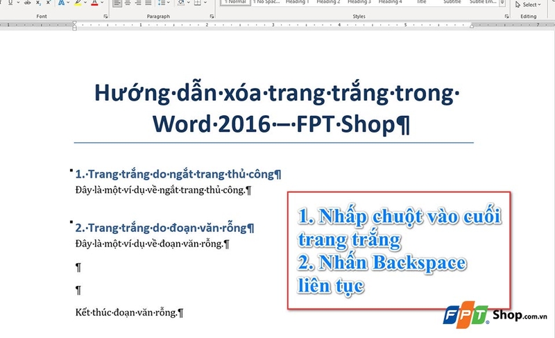 Cách xóa trang trắng trong Word 2016 giúp tài liệu chuyên nghiệp hơn