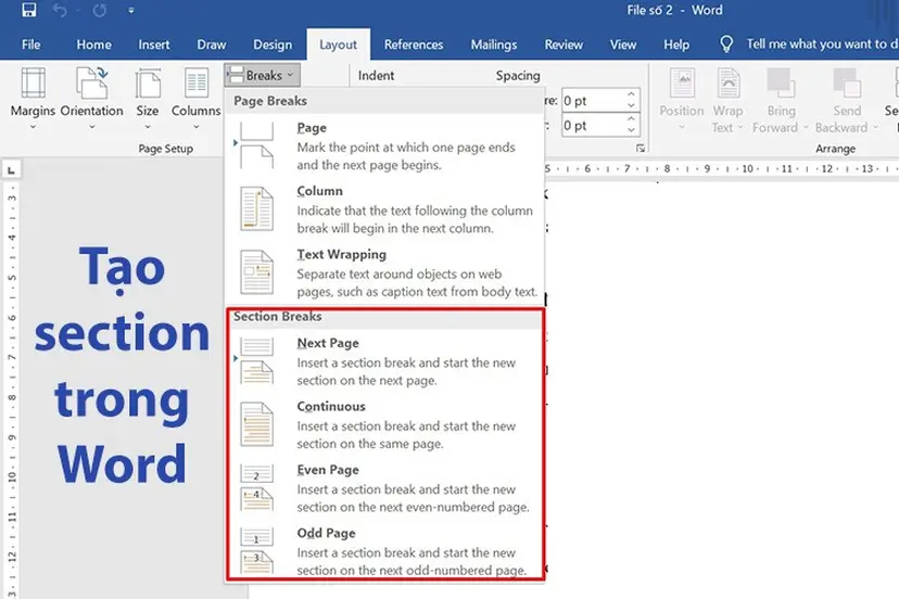 Hướng dẫn cách tạo section trong Word đơn giản mà hữu ích