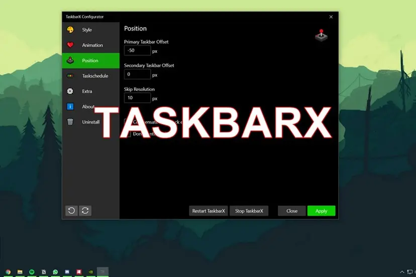 TaskbarX–Trải nghiệm và tùy chỉnh thanh tác vụ theo cách bạn muốn