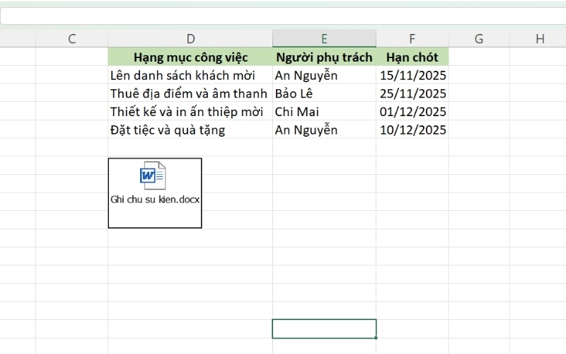 Hướng dẫn cách chèn tài liệu Word vào trong file Excel chi tiết