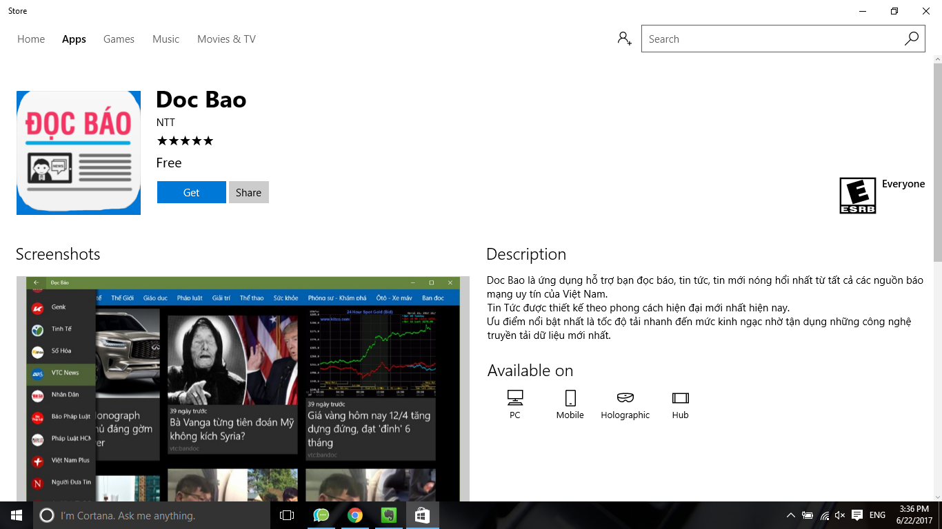 Đọc hàng chục tờ báo online với ứng dụng Doc Bao