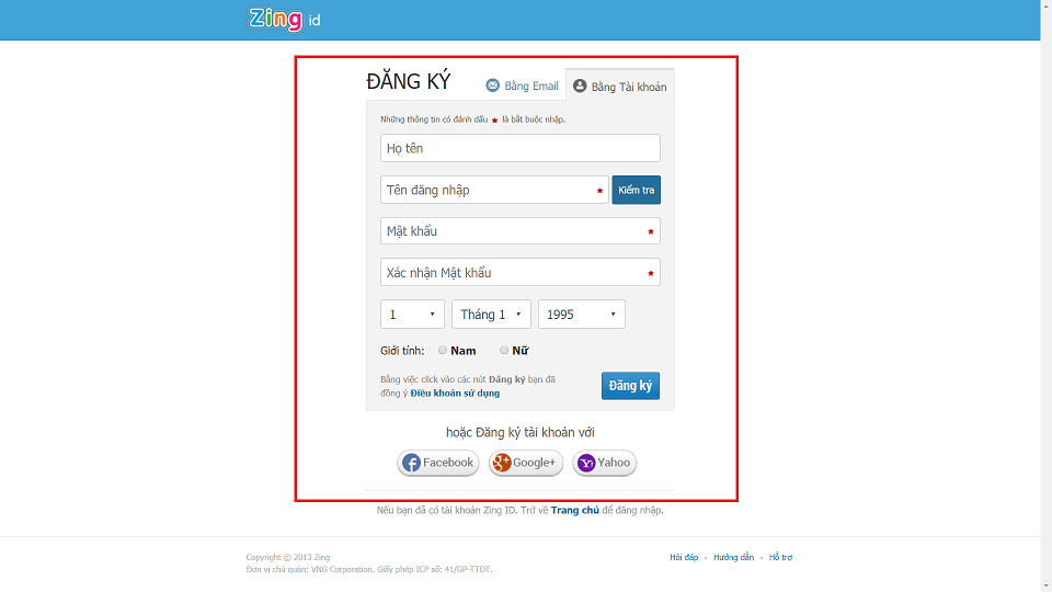 Cách đăng ký tài khoản Zing ID từ A đến Z
