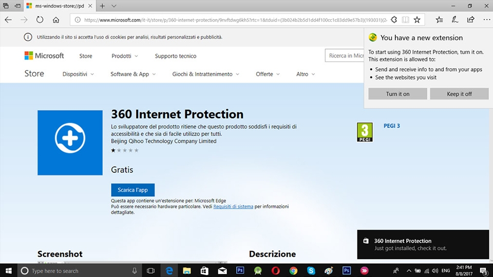 360 Internet Protection đã có trên Microsoft Edge