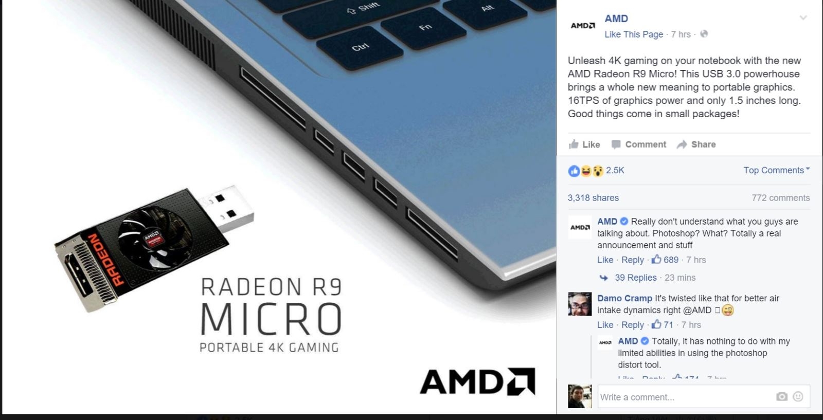 AMD tiết lộ card đồ họa “tí hon” Radeon R9 Micro