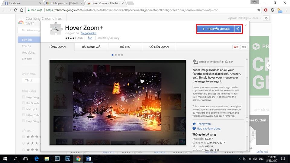 Tự động xem ảnh cỡ lớn với tiện ích Hover Zoom