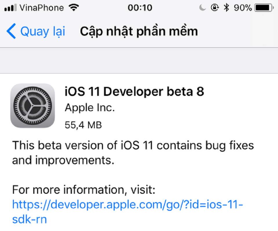 iOS 11 beta 8 ra mắt dành cho các nhà phát triển
