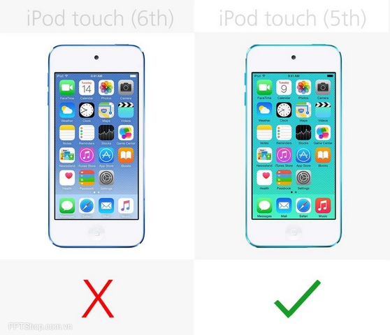 So sánh thông số kỹ thuật của iPod Touch 6 và iPod Touch 5