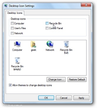 Làm thế nào để ẩn hoặc xoá biểu tượng thùng rác trong Windows 7, 8, hoặc 10
