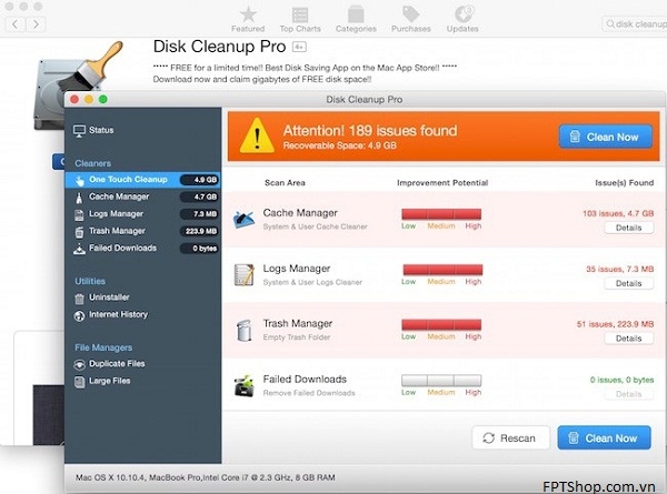 Hướng dẫn download và sử dụng phần mềm Disk Cleanup Pro miễn phí cho Mac OS