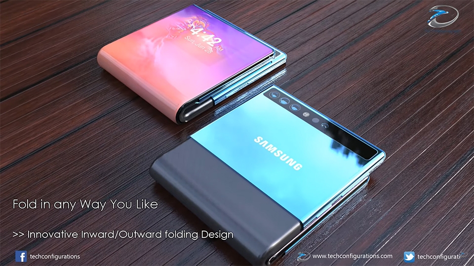 Concept Samsung Galaxy Wing Bezelless màn hình gập vỏ sò