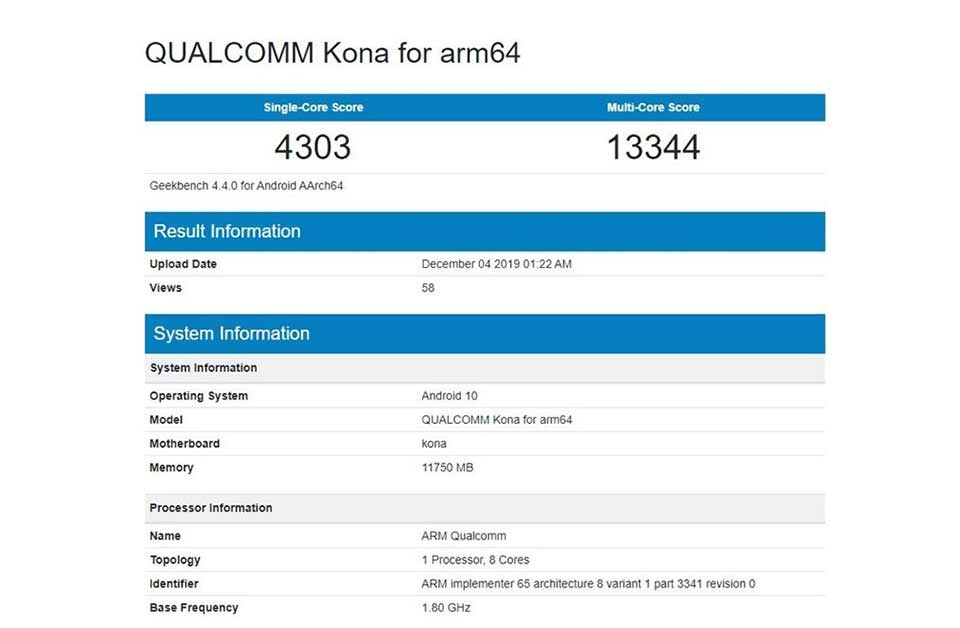 Qualcomm Snapdragon 865 xuất hiện trên trang web GeekBench
