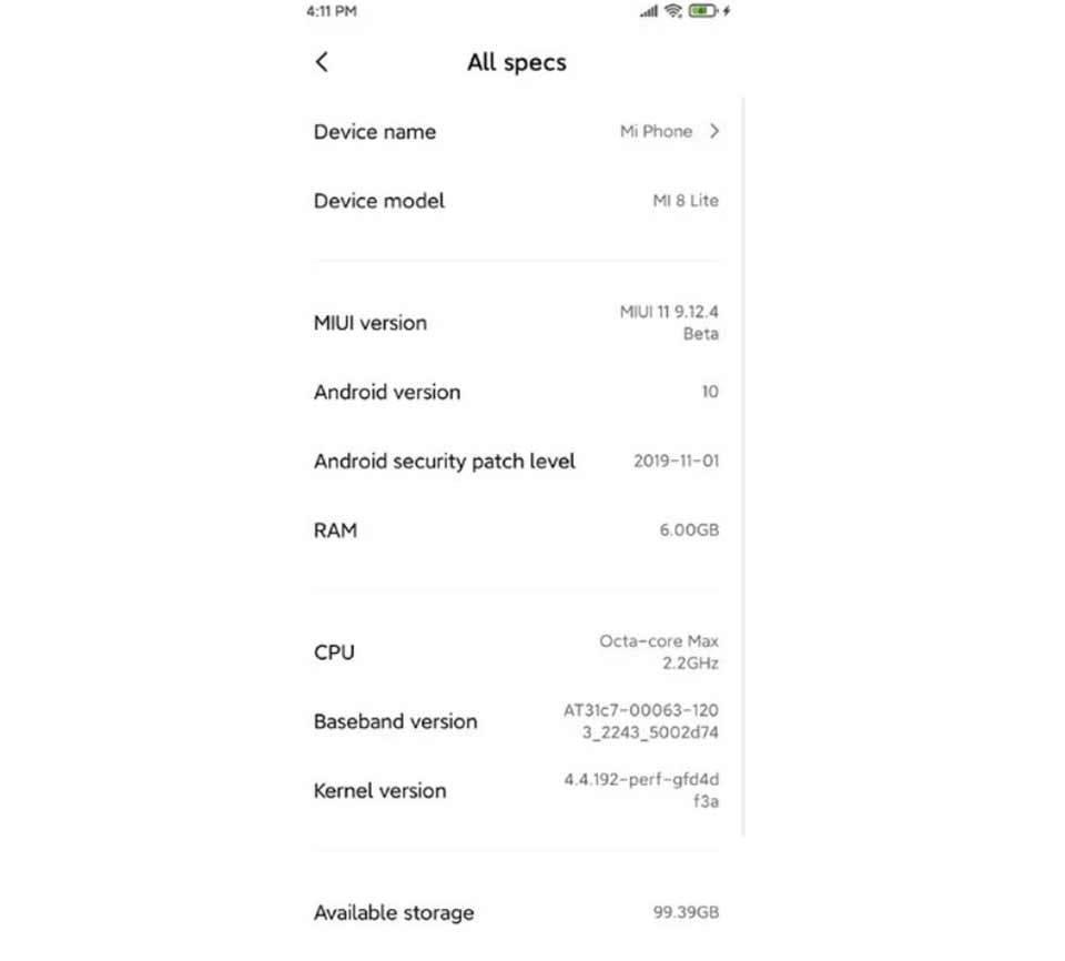 Xiaomi Mi 8 Lite được cập nhật MIUI 11 beta dựa trên Android 10