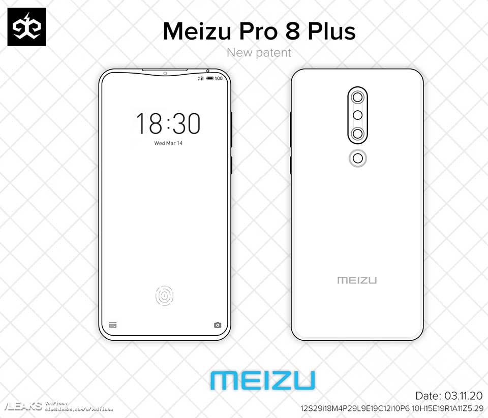 Rò rỉ phác thảo thiết kế của Meizu Pro 8 Plus