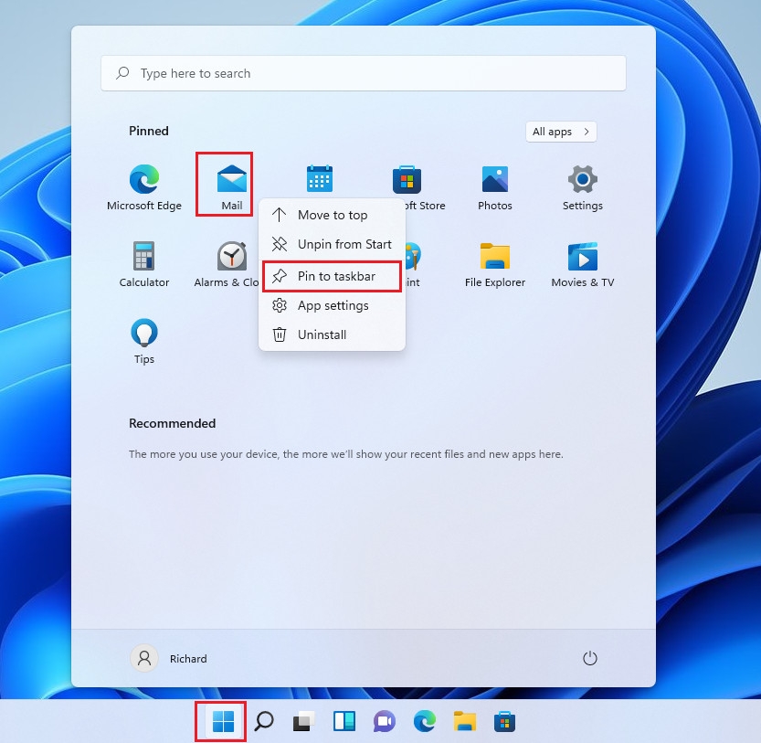 Cách ghim ứng dụng yêu thích vào thanh Taskbar trên Windows 11