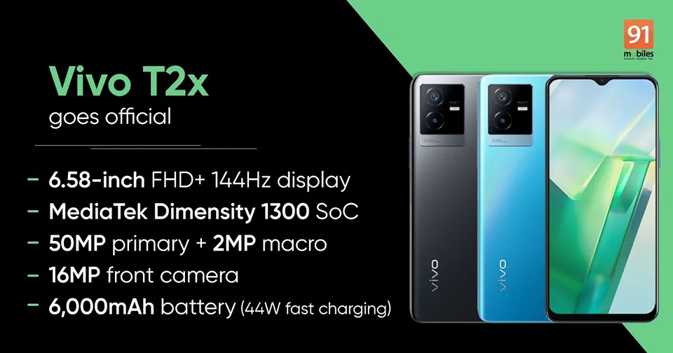 Vivo T2x ra mắt: Chip Dimensity 1300, pin 6000 mAh