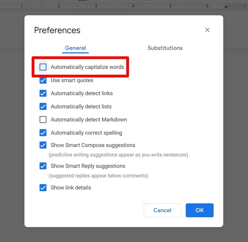 Cách tắt tự động viết hoa trong Google Docs