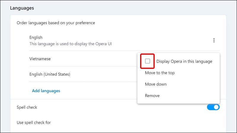 Cách thay đổi giao diện Opera sang tiếng Việt