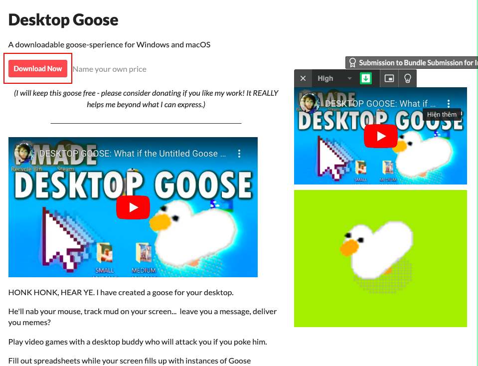 5 phút có ngay chú vịt quậy phá goose desktop đang viral