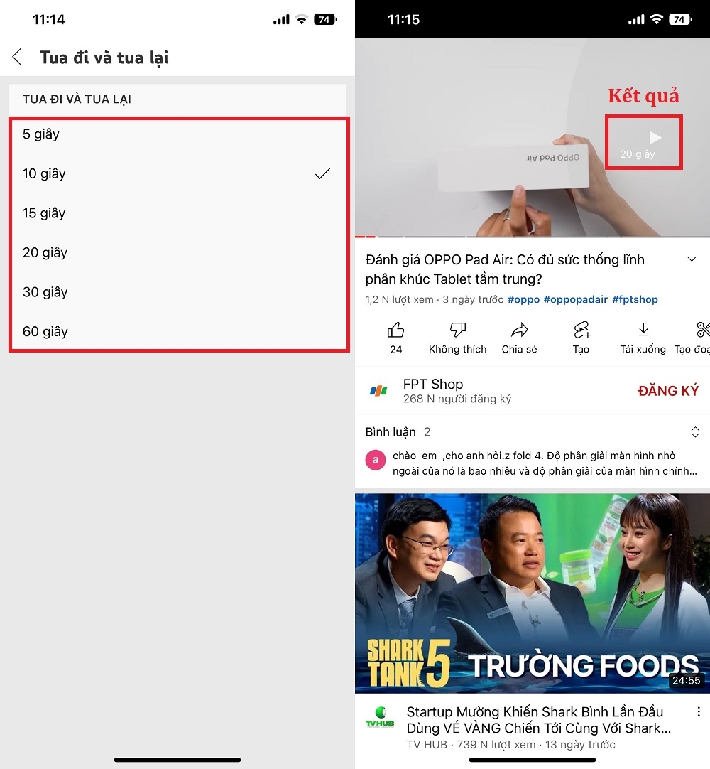 Cách điều chỉnh thời gian tua video trên YouTube