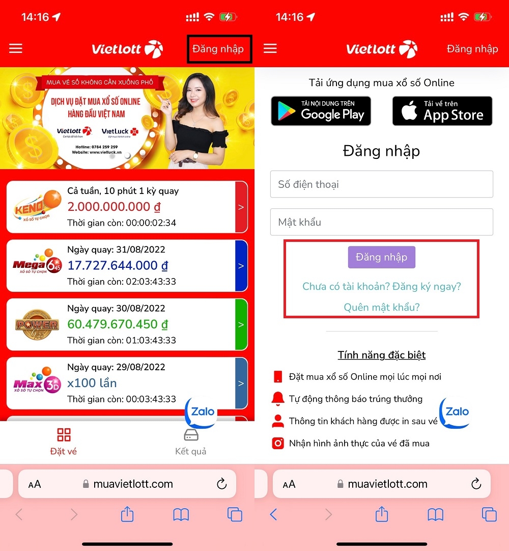 2 cách mua Vietlott online tại nhà bằng điện thoại