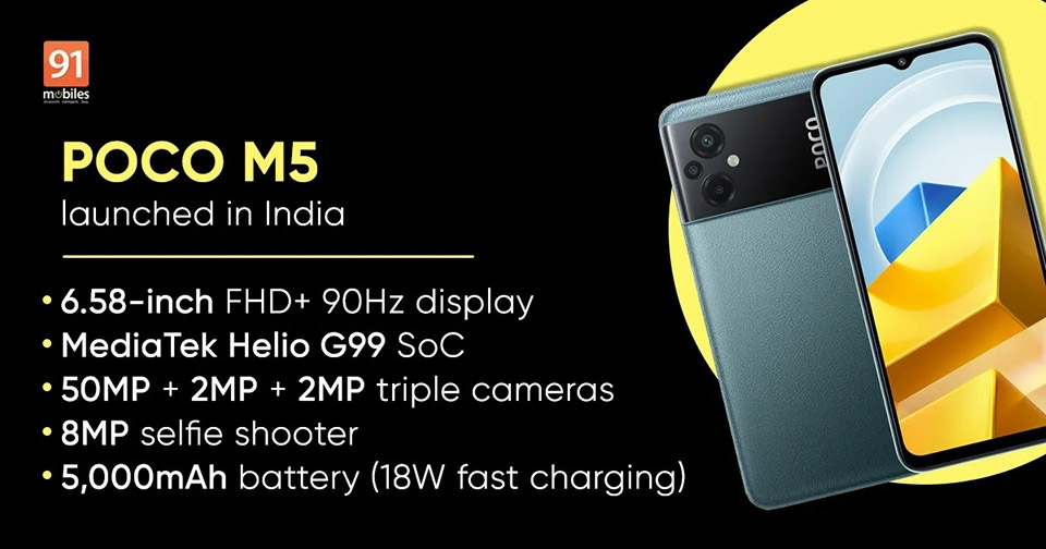Xiaomi POCO M5 ra mắt với chip Helio G99 và màn hình 90Hz