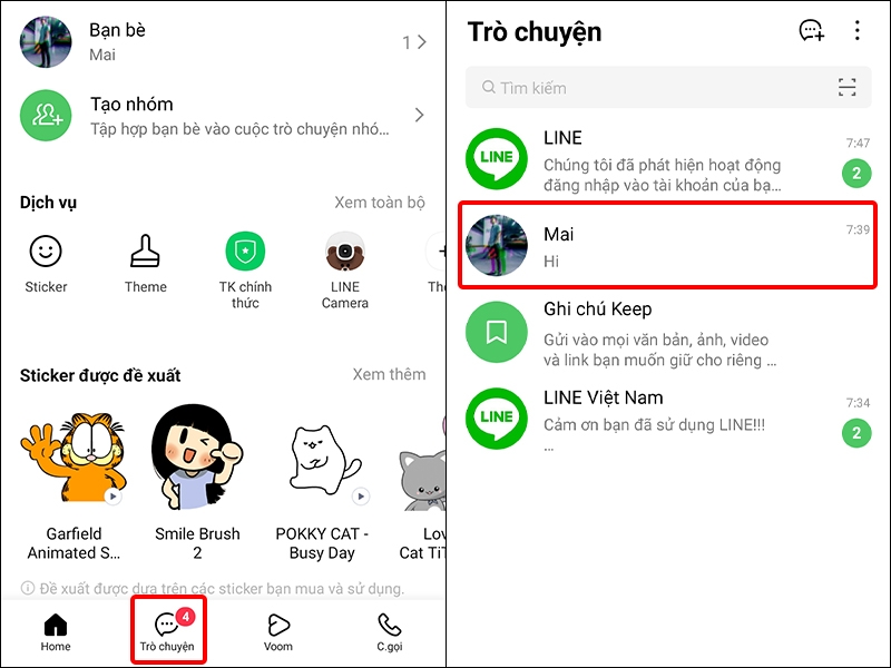 Cách đưa cuộc trò chuyện LINE ra màn hình điện thoại Android