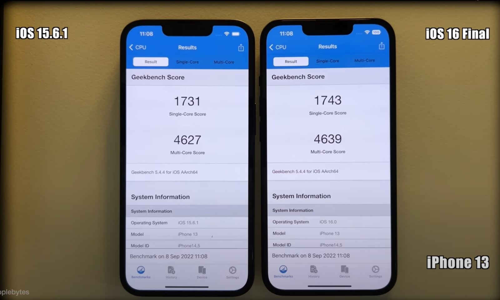 Speed Test iOS 16 và iOS 15.6.1 trên iPhone 13, 12, 11, Xr