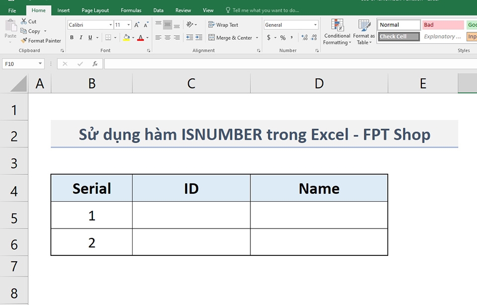Cách sử dụng hàm ISNUMBER trong Excel